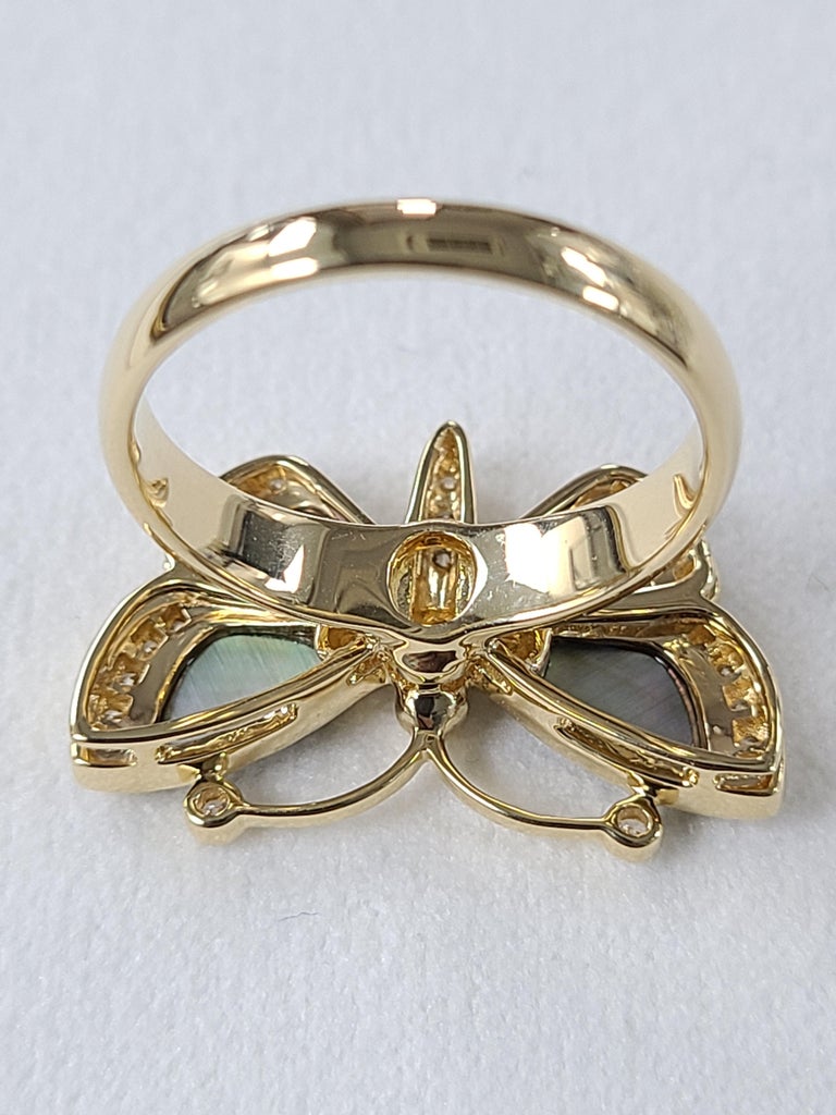 18 Karat Gold Butterfly Designer Ring with Diamonds For Sale (Free ...