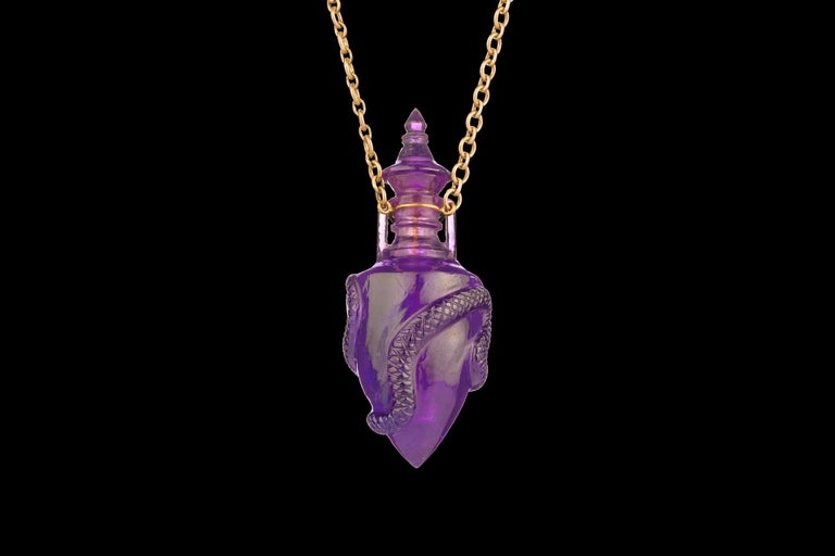 OUROBOROS 18 Karat Gold Chain with an Amethyst Poison Bottle Pendant ...