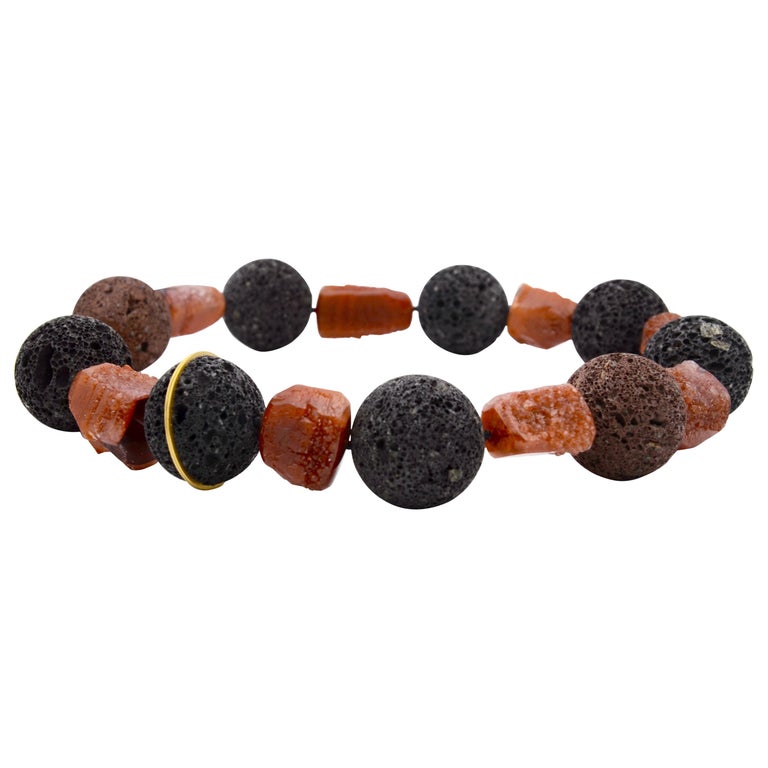 18 Karat Gold Crystal Lava Rock Necklace For Sale at 1stDibs