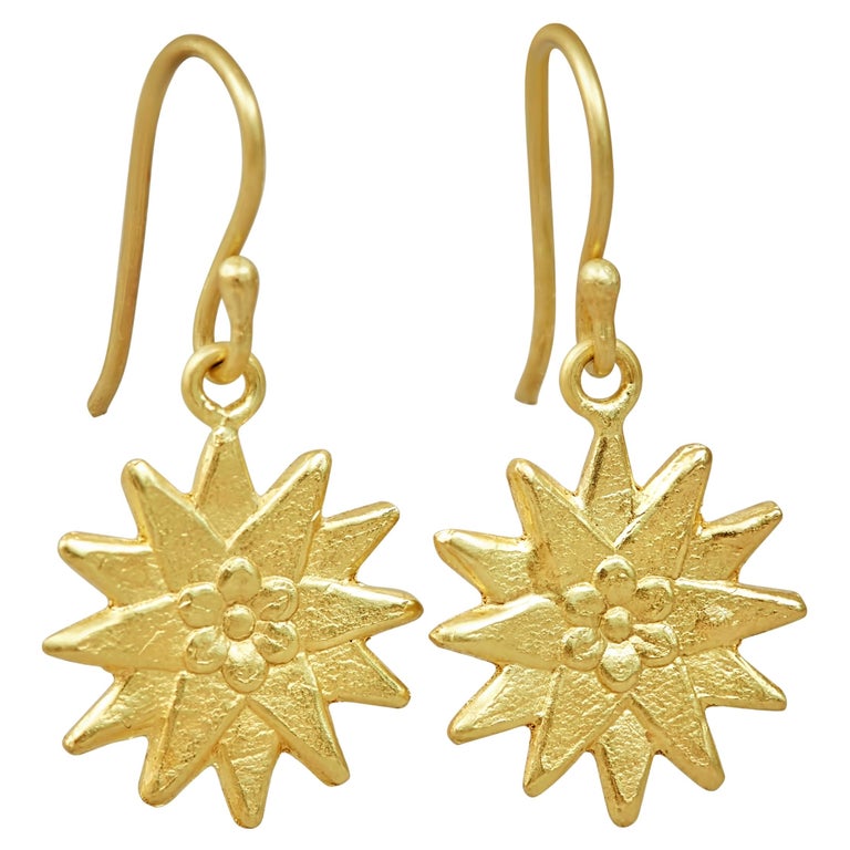 18 Karat Gold Dandelions on Hooks For Sale at 1stDibs