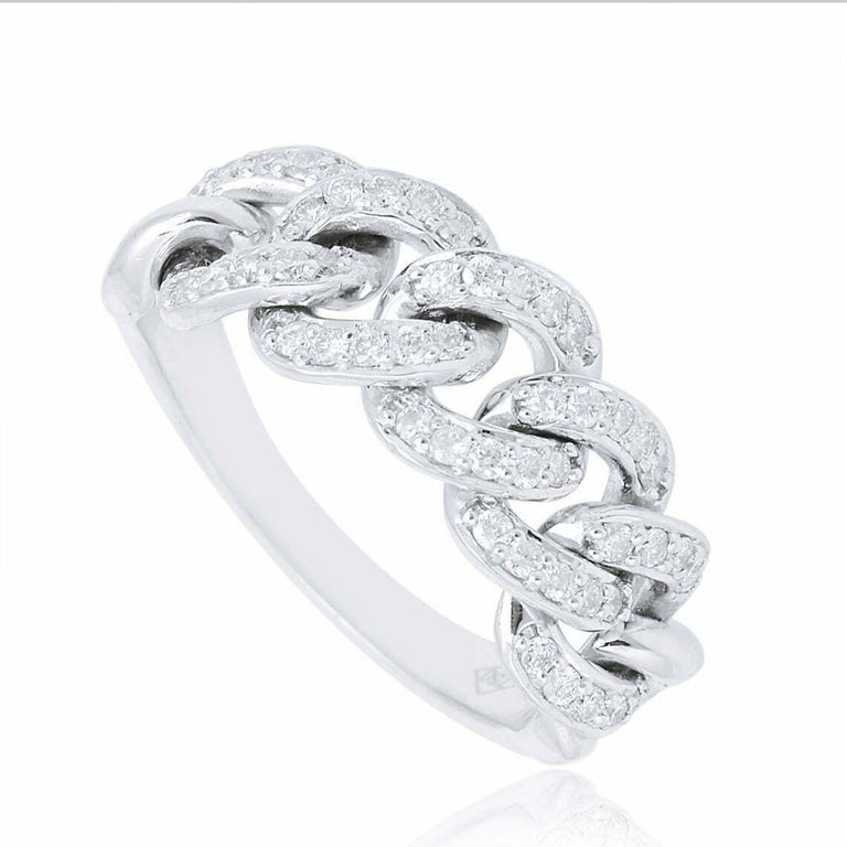 Customizable 18 Karat Gold Diamond Chain Link Ring For Sale at 1stDibs