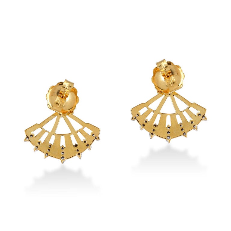 18 Karat Gold Diamond Fan Ear Jacket Earrings For Sale (Free Shipping ...