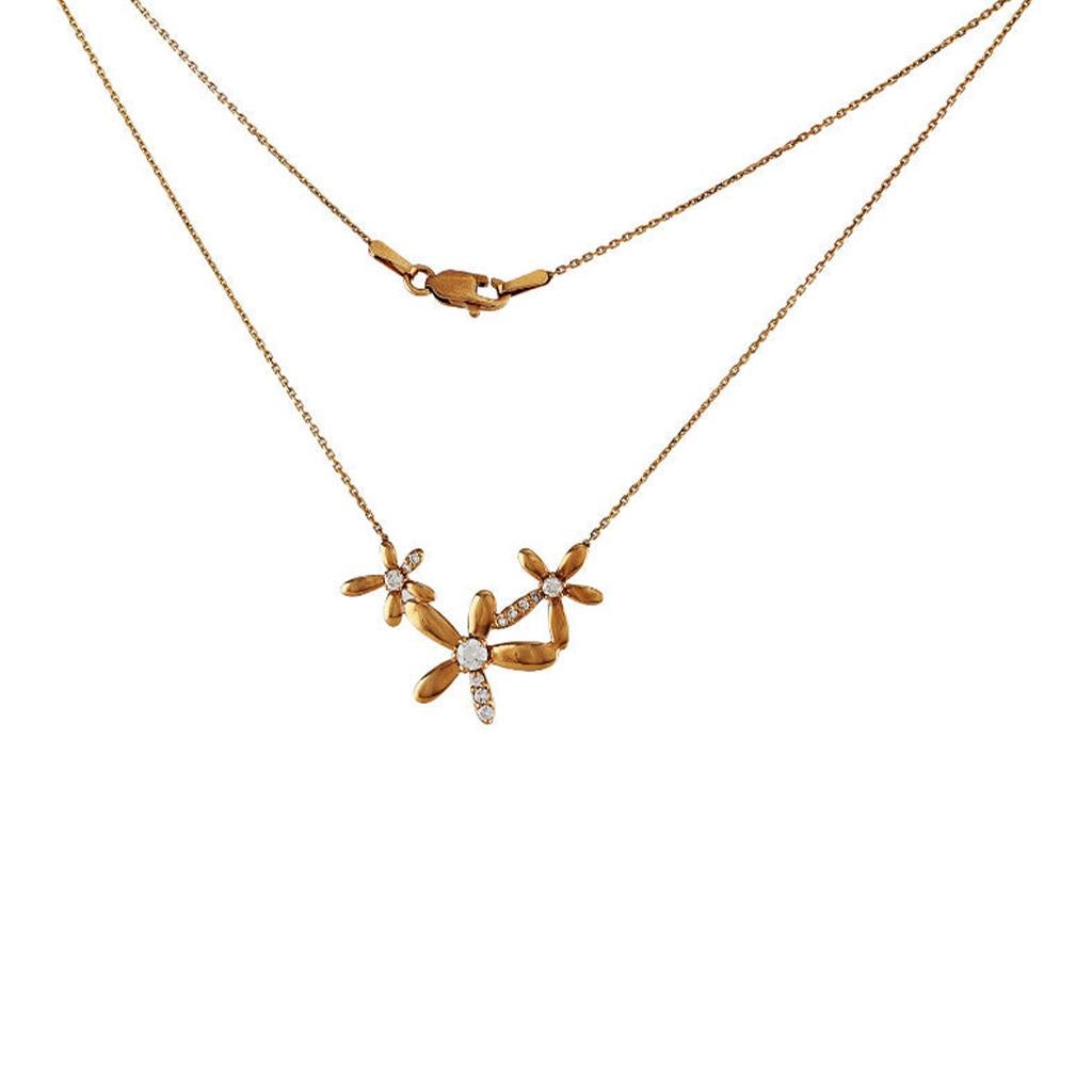 18 Karat Gold Diamond Flower Motif Necklace For Sale at 1stDibs
