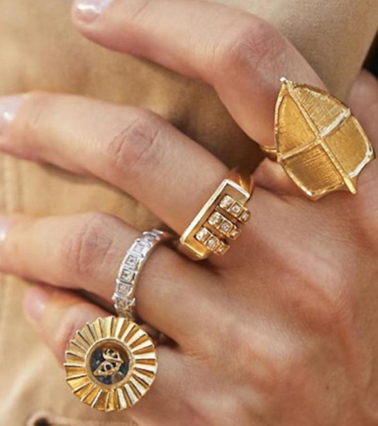 18 Karat Gold Diamond Ruby Code Ring For Sale at 1stDibs