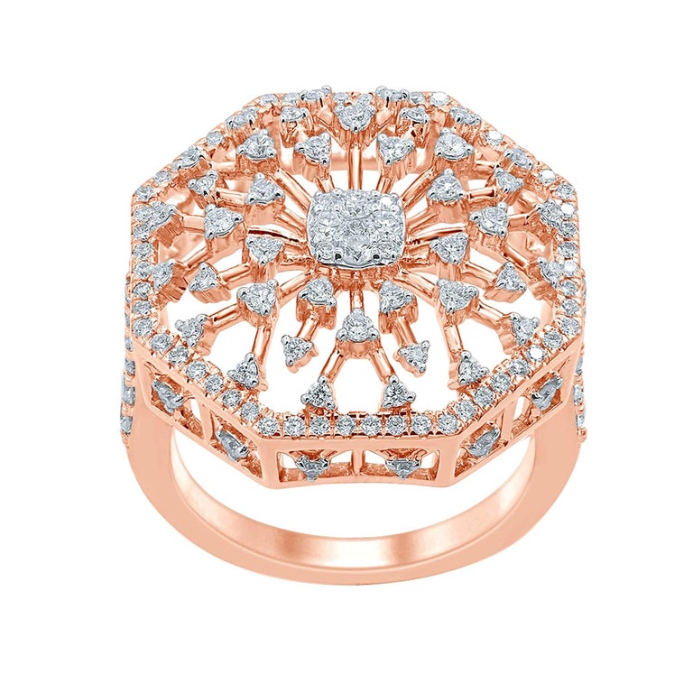 14 Karat Gold Diamond Snowflakes Bangle Bracelet For Sale at 1stDibs