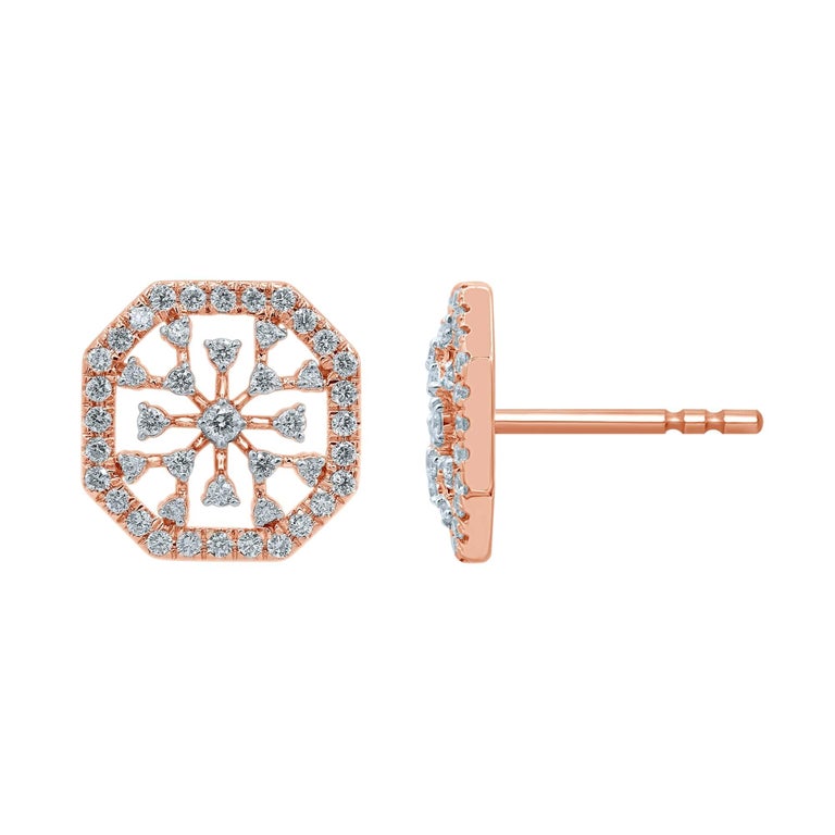 14 Karat Gold Diamond Snowflakes Bangle Bracelet For Sale at 1stDibs