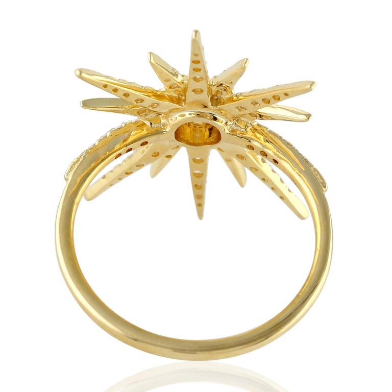 14 Karat Gold Diamond Starburst Ring For Sale at 1stDibs