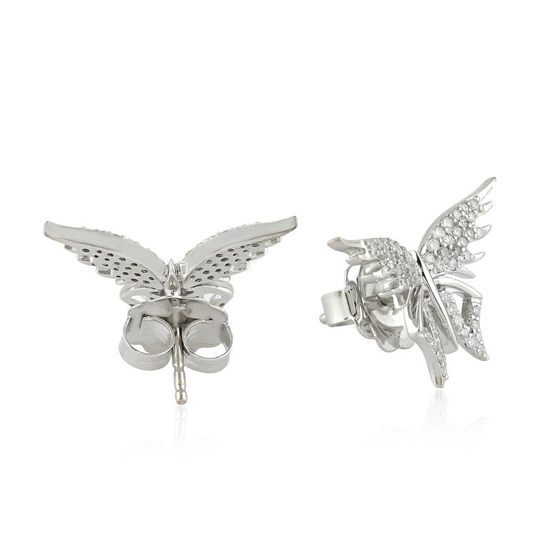 18 Karat Gold Diamond Wing Stud Earrings For Sale at 1stDibs