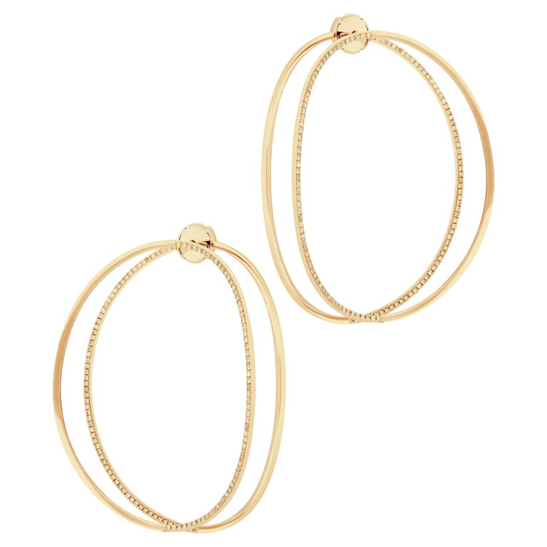 DELFINA DELETTREZ 18 Karat Gold Diamonds Double Hoop Earrings For Sale at 1stDibs
