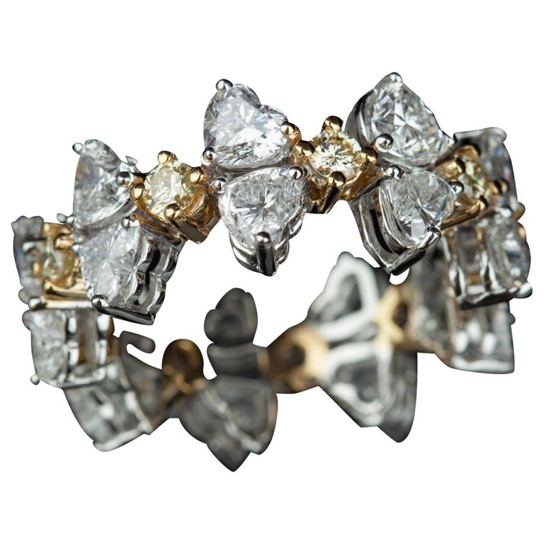 18 Karat Gold Together Forever Ring with White and Fancy Yellow ...