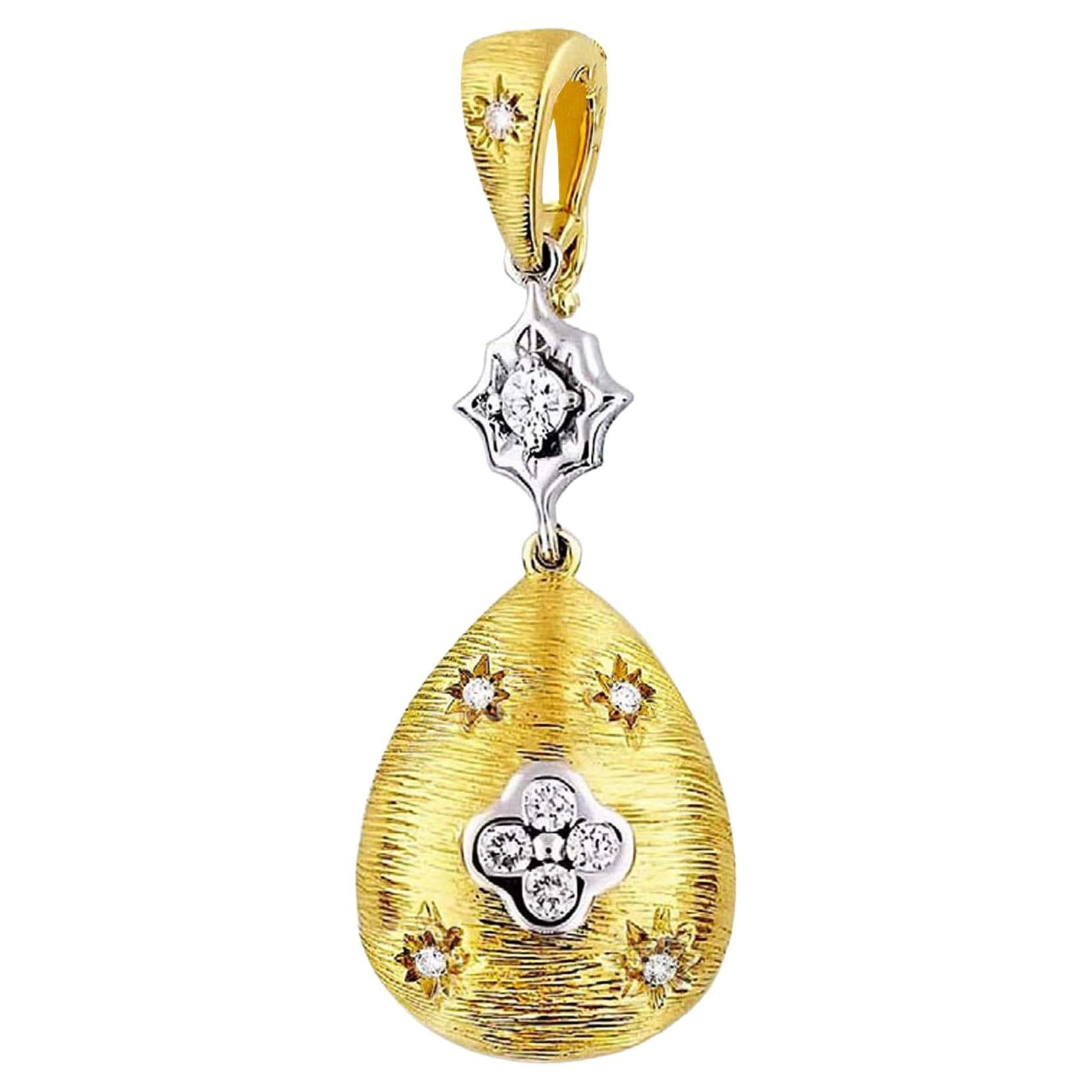 Vitolo 18 Karat Gold Etruscan Style Diamond Pendant For Sale at 1stDibs