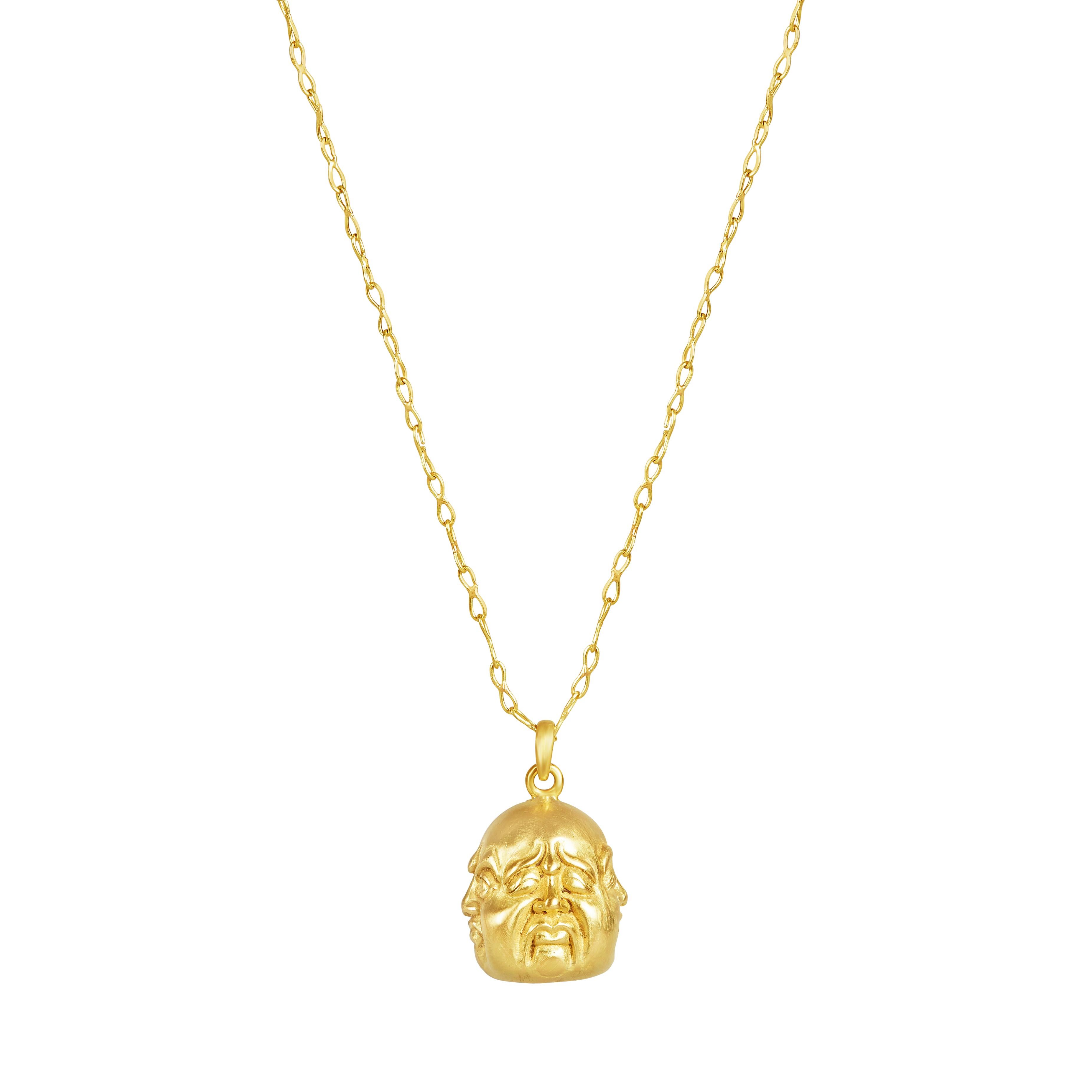 18 Karat Gold Hand Carved Four Faced Buddha Necklace For Sale at ...