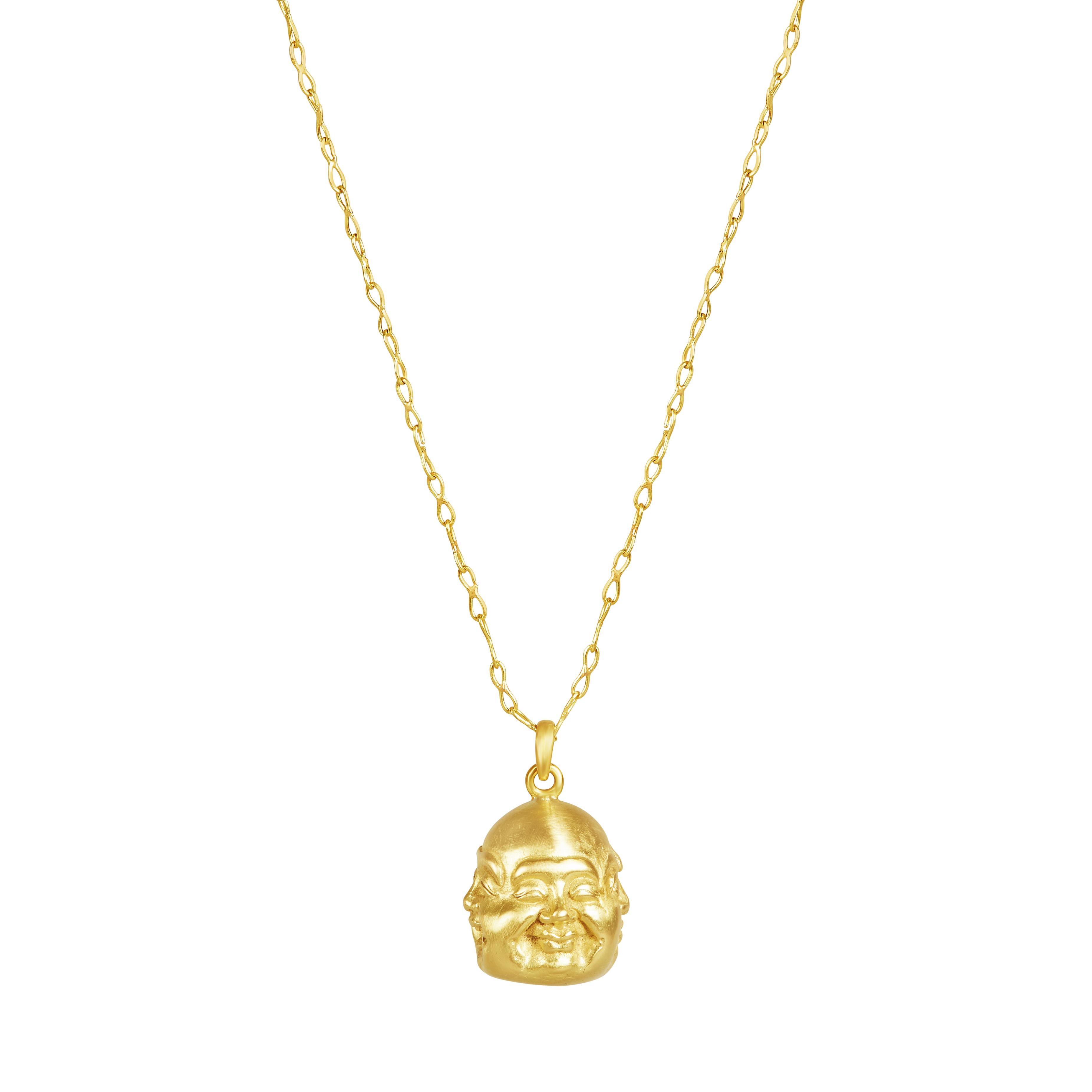 18 Karat Gold Hand Carved Four Faced Buddha Necklace For Sale at ...