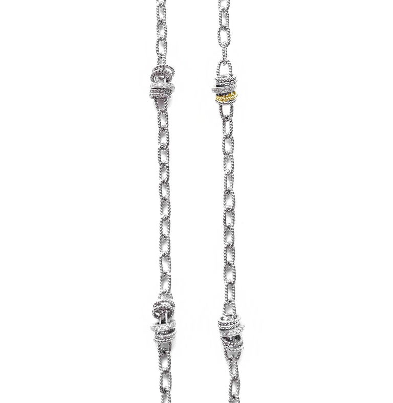 18 Karat Gold Handmade Chain with Diamond Set Rondels For Sale at 1stDibs