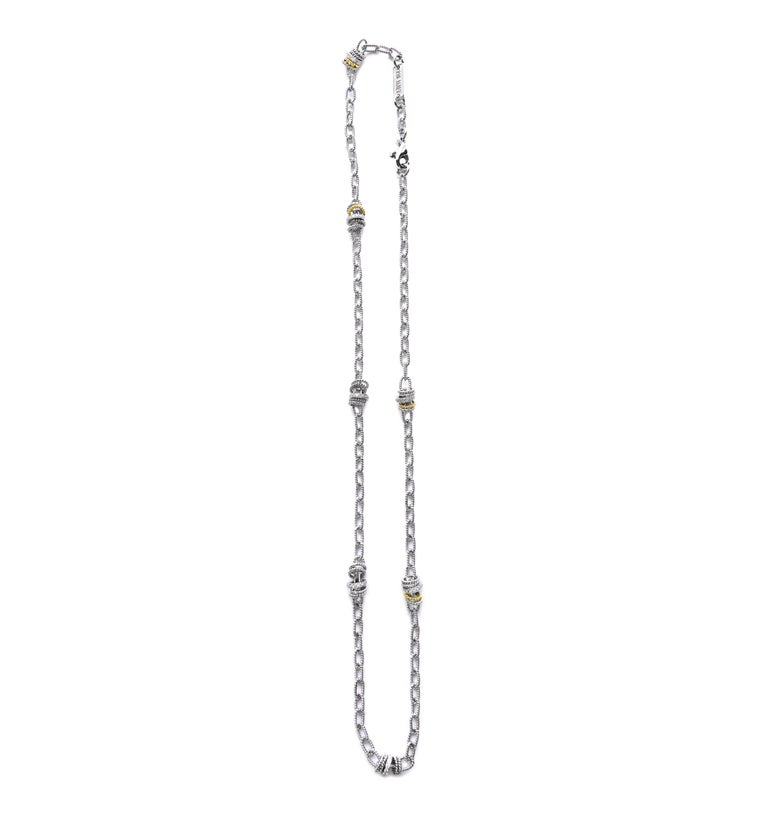 18 Karat Gold Handmade Chain with Diamond Set Rondels For Sale at 1stDibs