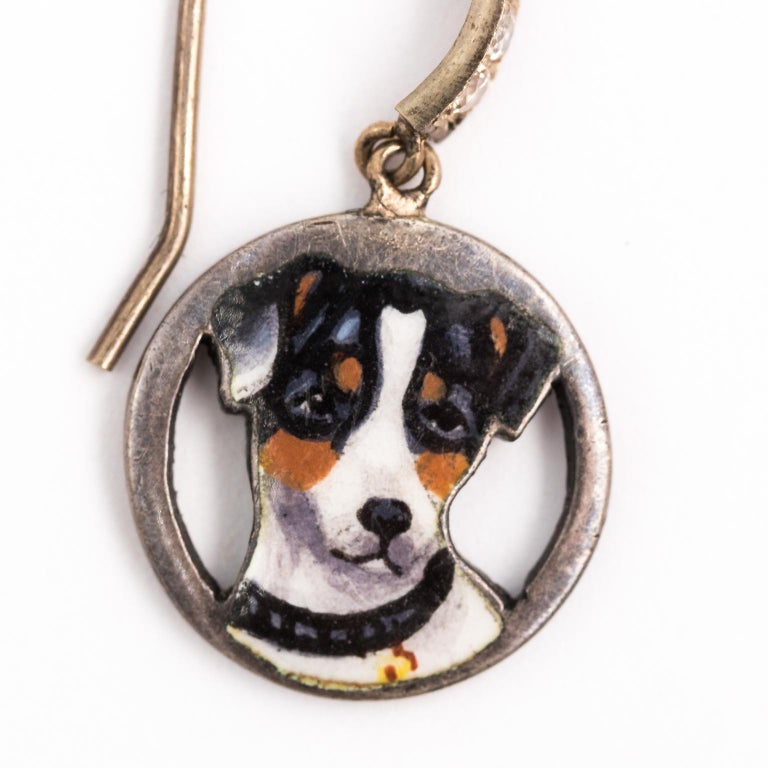 18 Karat Gold Jack Russell Terrier Dog Earrings For Sale at 1stDibs ...