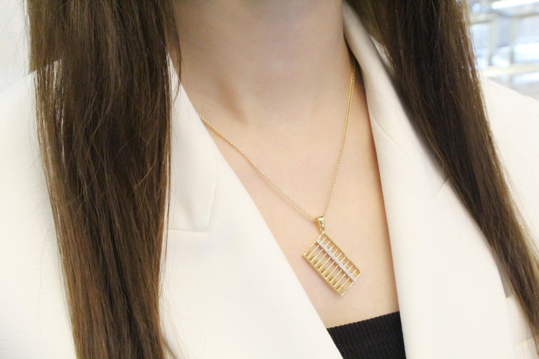 18 Karat Gold Large Abacus Diamond Pendant with Necklace For Sale at 1stDibs | abacus pendant