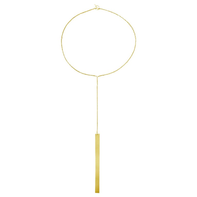 18 Karat Gold Long Drop Pendant Necklace For Sale at 1stDibs