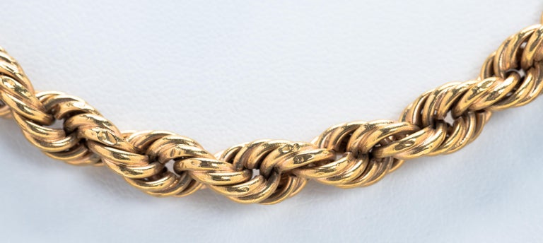 18 Karat Gold Long Rope Chain Necklace with Sliding Medallion For Sale ...