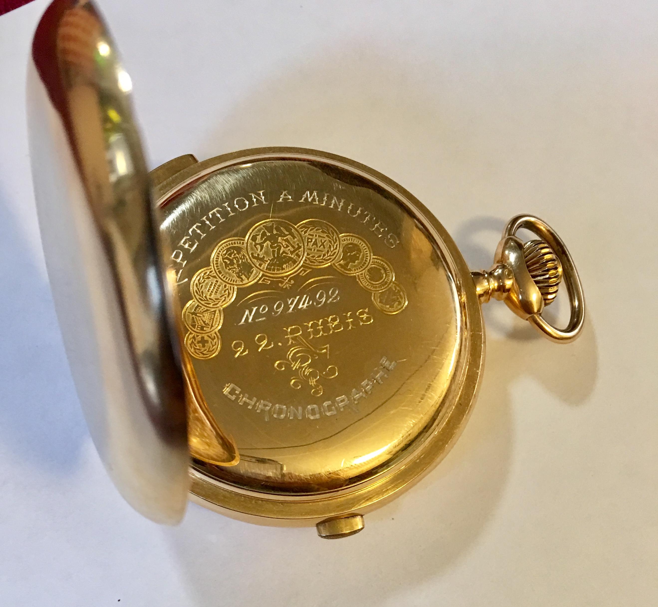 18 Karat Gold Minute Repeater Full Pocket Watch at 1stDibs