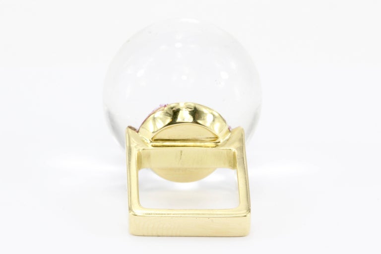 18 Karat Gold Modernist Rock Crystal Quartz Globe Sphere Ring at 1stDibs