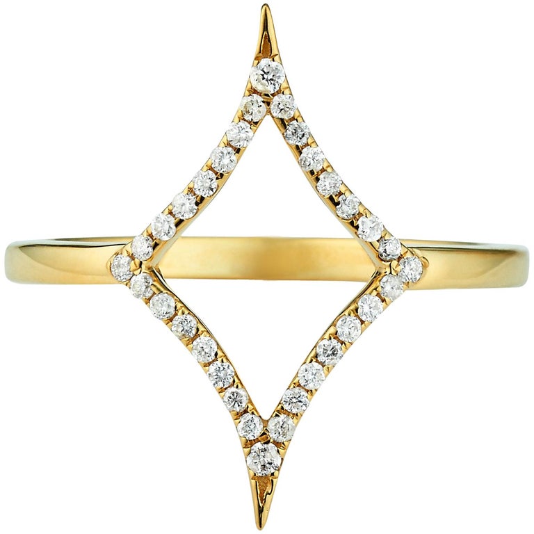 18 Karat Gold North Star Diamond Ring at 1stDibs