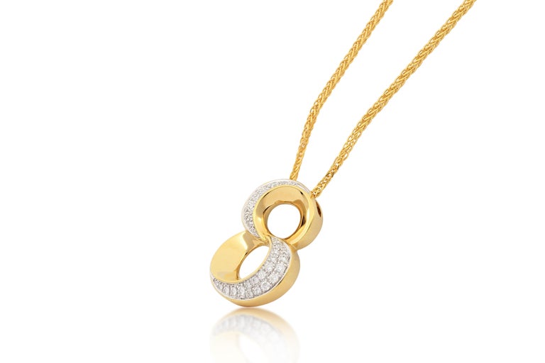 18 Karat Gold Number “8” Diamond Pendant with Necklace For Sale at ...