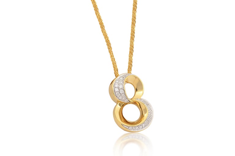 18 Karat Gold Number “8” Diamond Pendant with Necklace For Sale at ...
