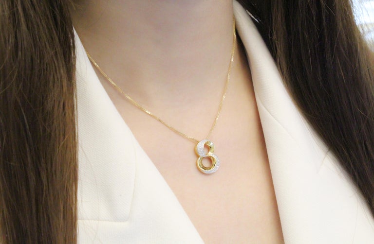 18 Karat Gold Number “8” Diamond Pendant with Necklace For Sale at ...