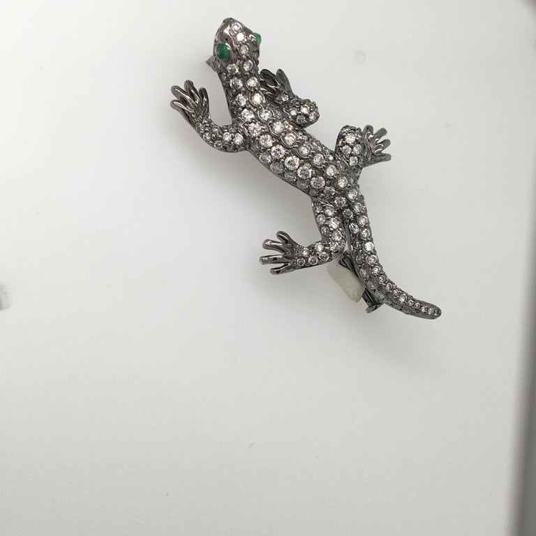 18 Karat Gold Oxidite Brooche with Diamonds Made in Italy, with Box For ...