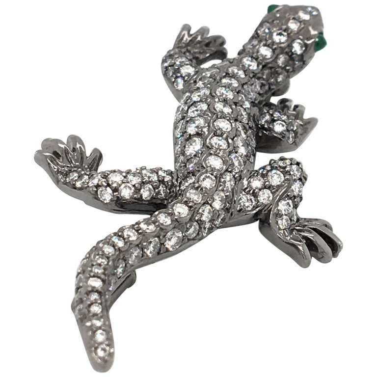 18 Karat Gold Oxidite Brooche with Diamonds Made in Italy, with Box For ...