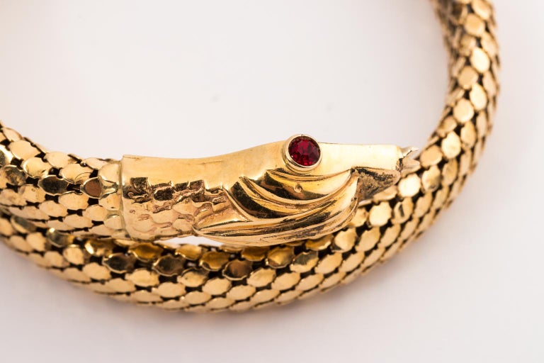 18 Karat Gold Serpent Bracelet with Ruby Eyes at 1stDibs | gold snake ...