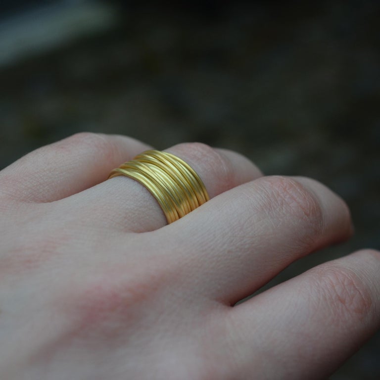 18 Karat Gold 'Spaghetti' Wrapped Wire Contemporary Ring Handmade, Disa ...