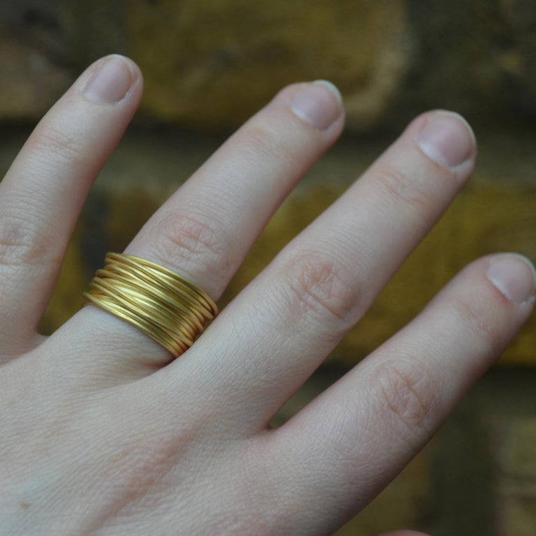 18 Karat Gold 'Spaghetti' Wrapped Wire Contemporary Ring Handmade, Disa ...