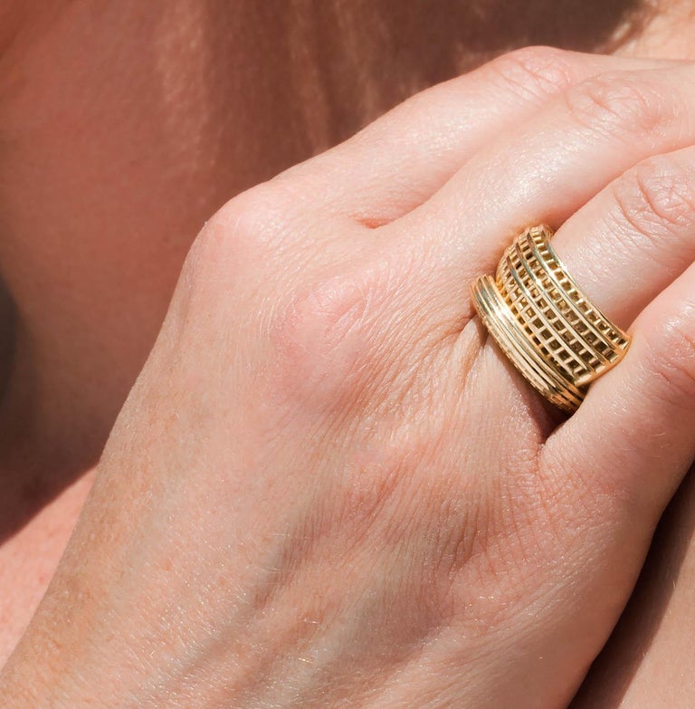 18 Karat Gold Spiral Net Ring For Sale at 1stDibs