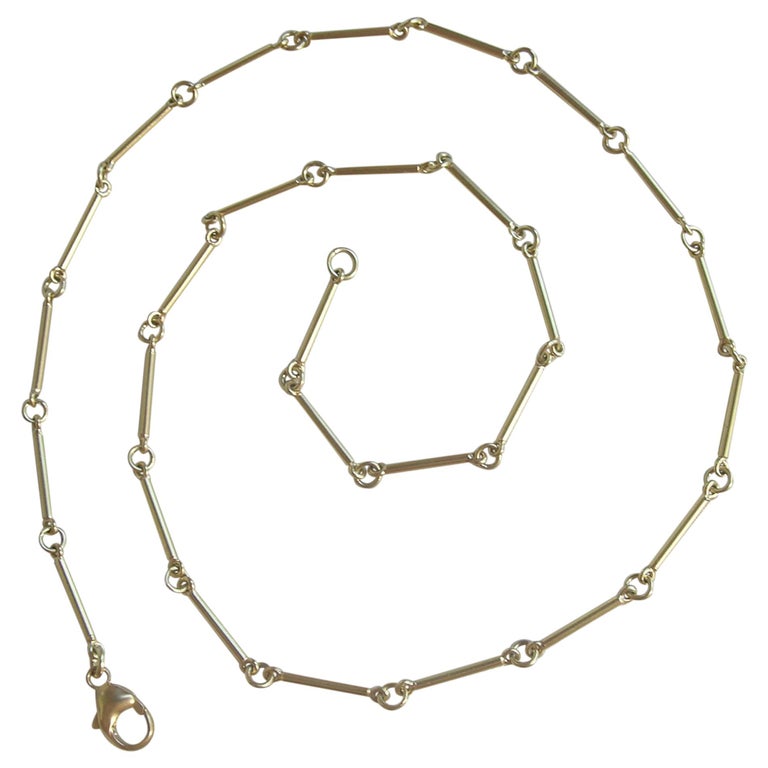 18 Karat Gold Stick Chain Necklace For Sale at 1stDibs