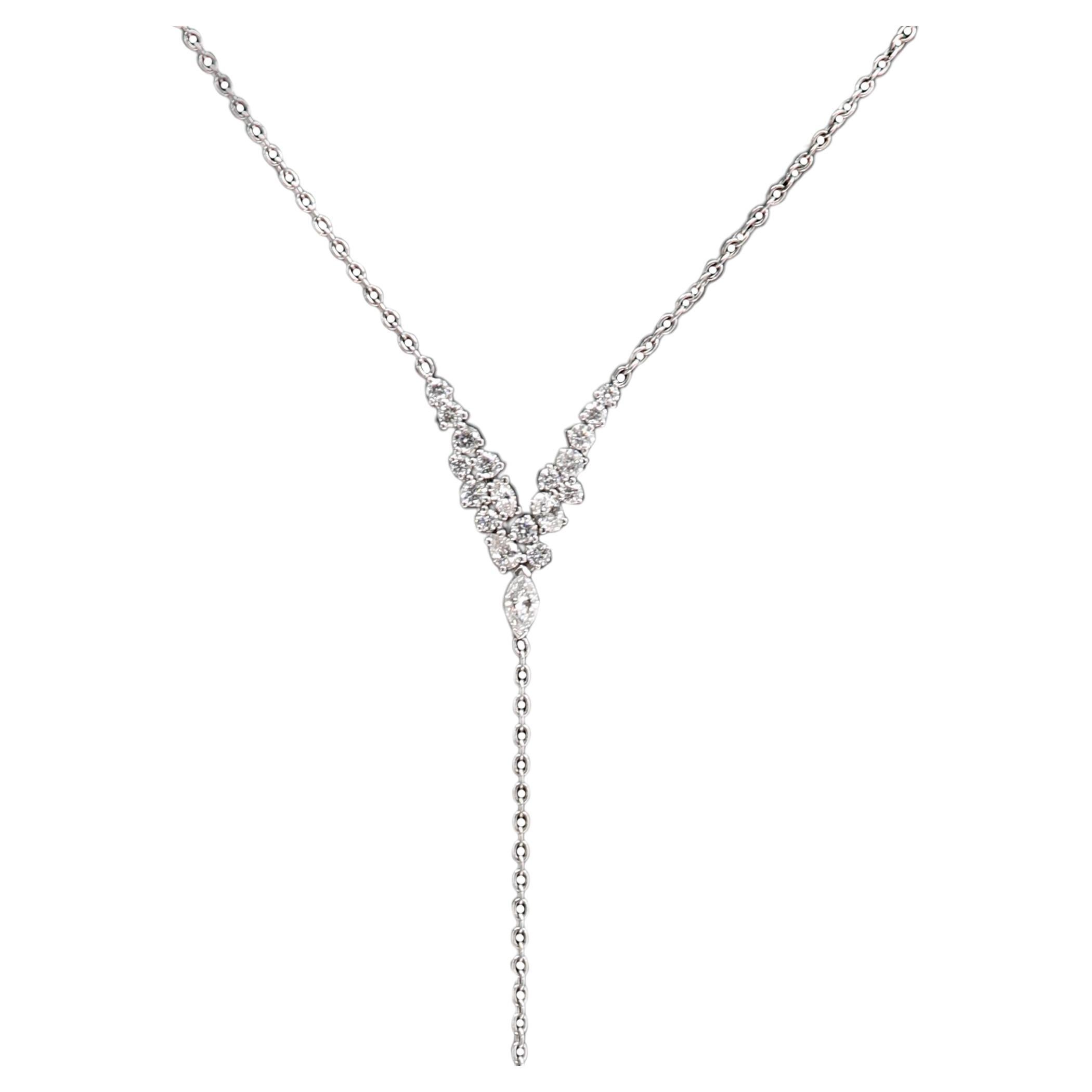 18 Karat Gold Tassel Necklace Long Dangle Lariat Necklace with Diamonds ...