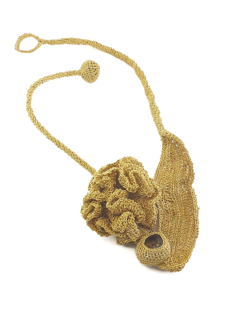 18 Karat Gold Thread Maximalist Statement Piece One of a Kind Crochet ...