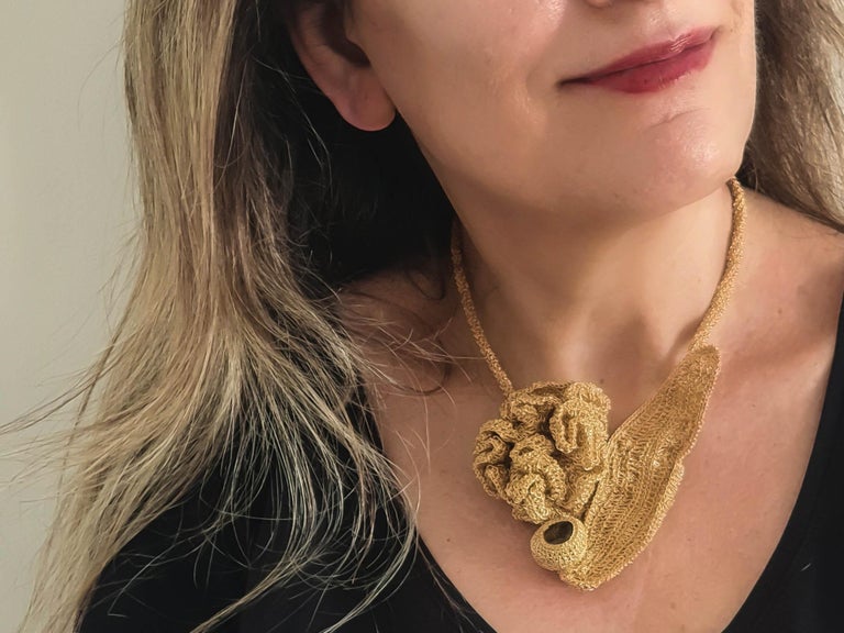 18 Karat Gold Thread Maximalist Statement Piece One of a Kind Crochet ...