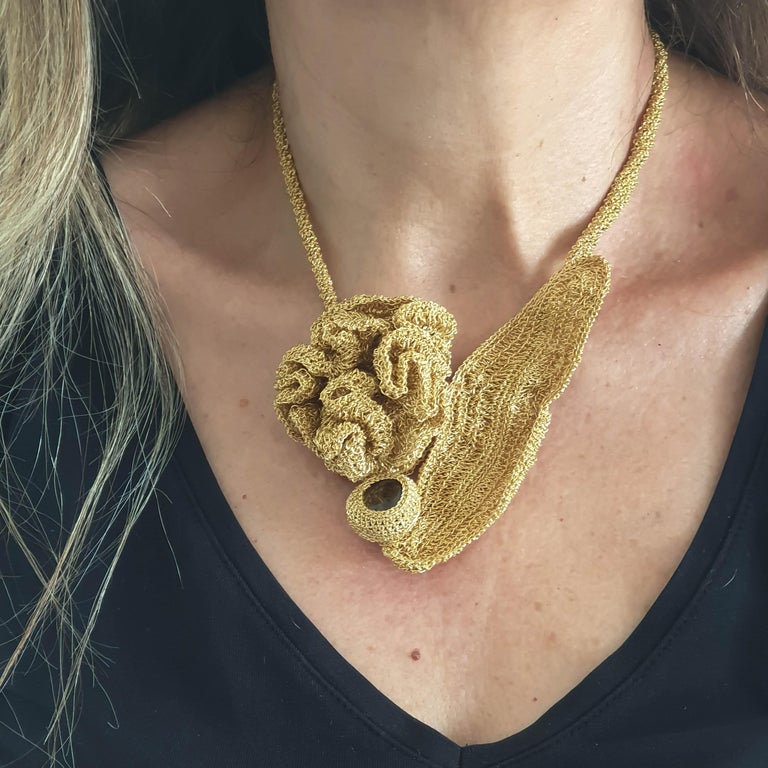 18 Karat Gold Thread Maximalist Statement Piece One of a Kind Crochet ...