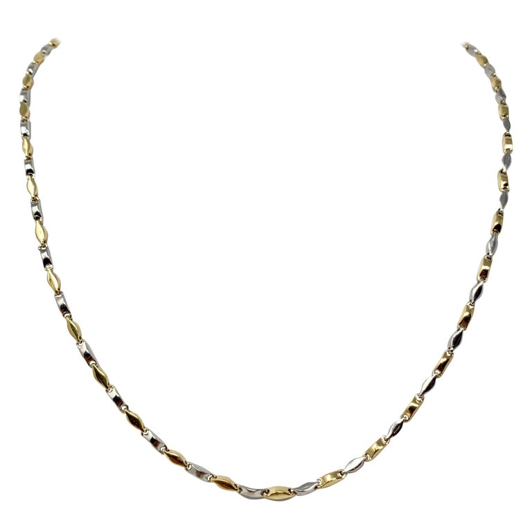 18 Karat Gold Two-Tone Fancy Link Necklace For Sale at 1stDibs