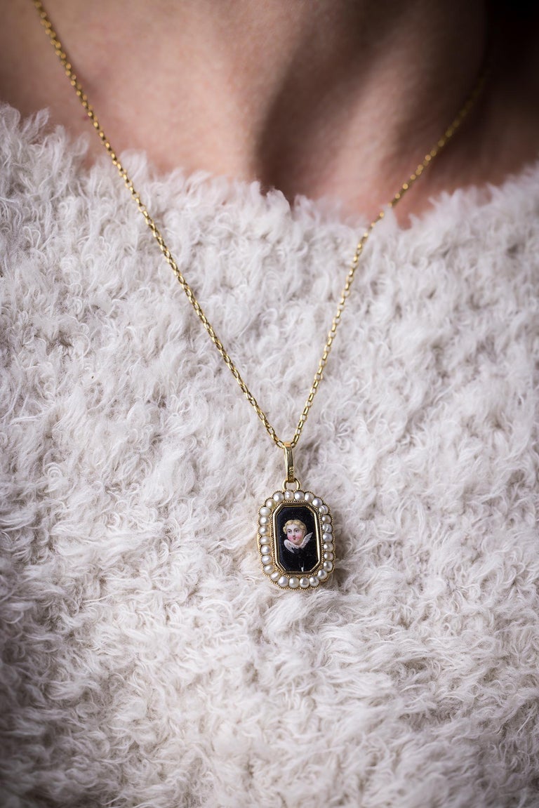 18 Karat Gold Victorian Swedish Angel Locket Pendant from 1870 For Sale ...