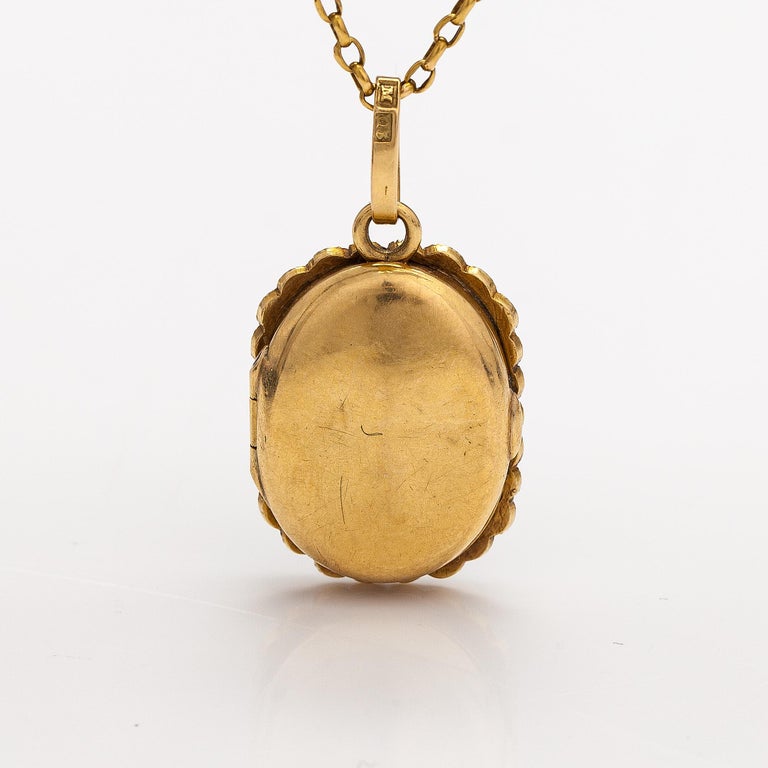 Victorian Swedish angel 18 karat gold locket pendant from 1870 For Sale ...