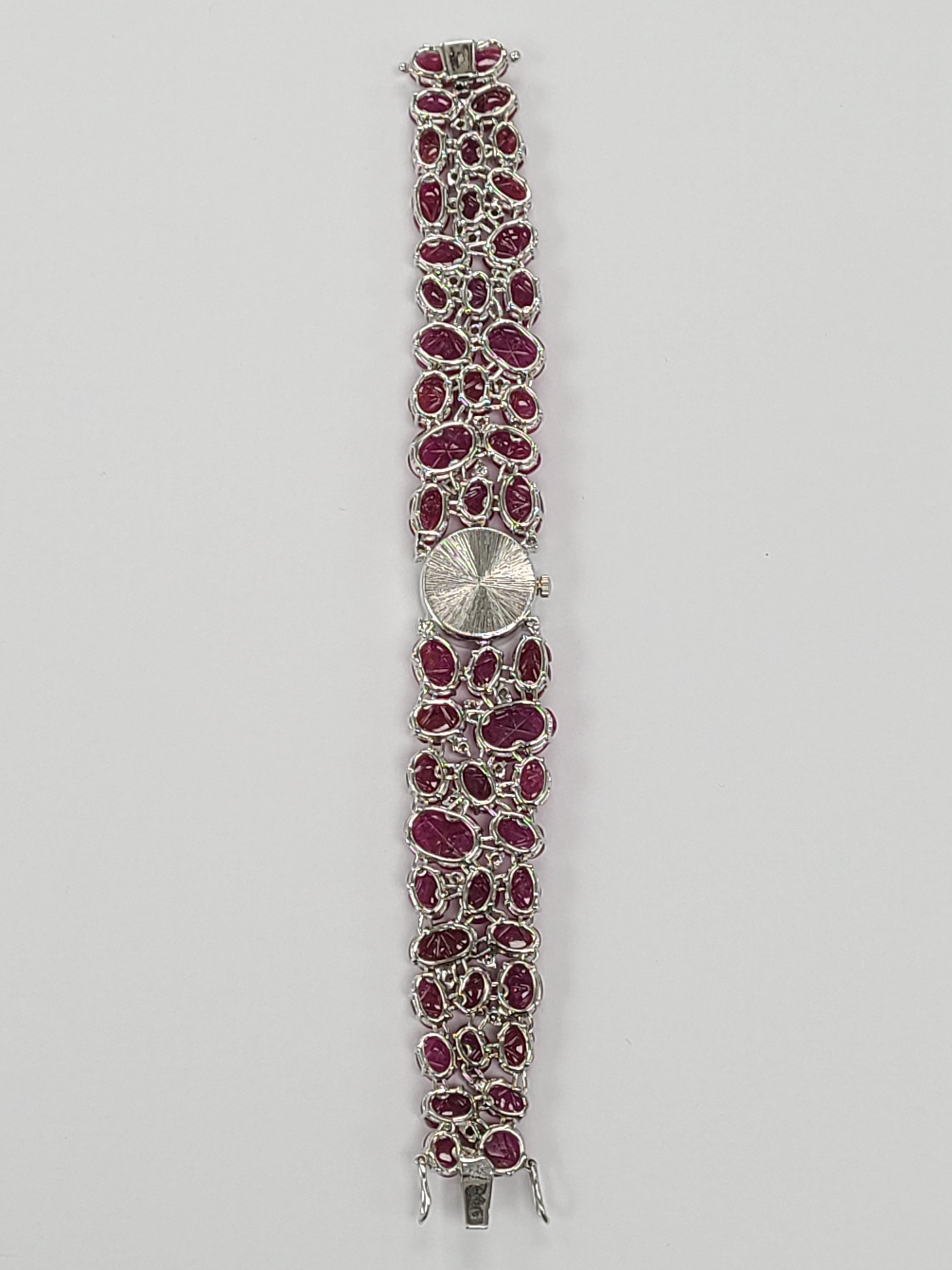 18 Karat Gold Watch with Natural Ruby and Diamonds at 1stDibs