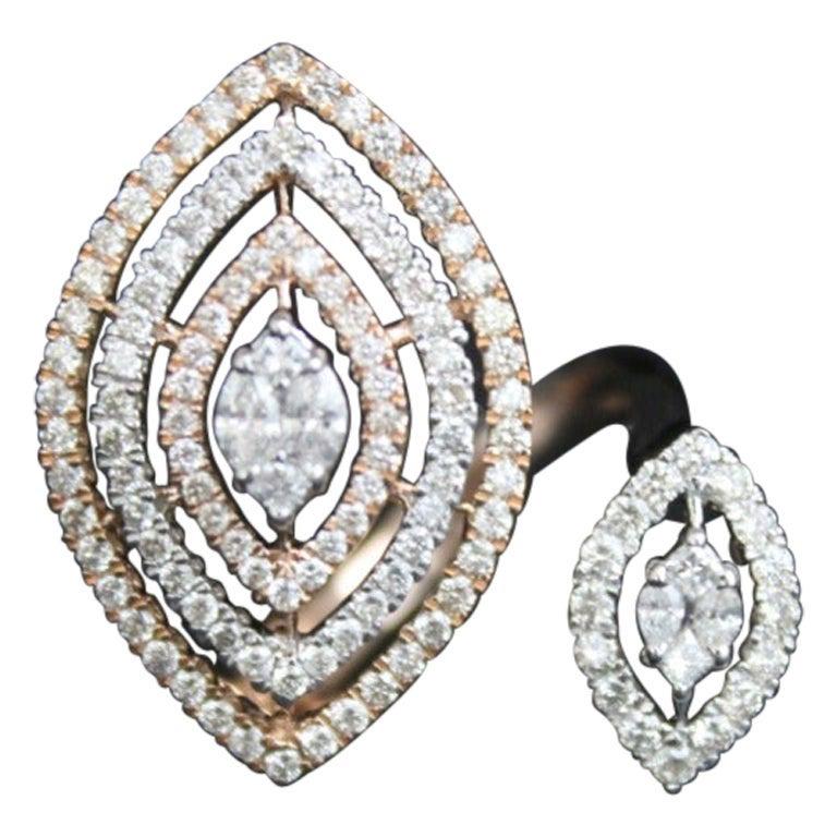 PANIM Serpenti 18 Karat White Gold Diamond Rosecut Ring For Sale at 1stDibs