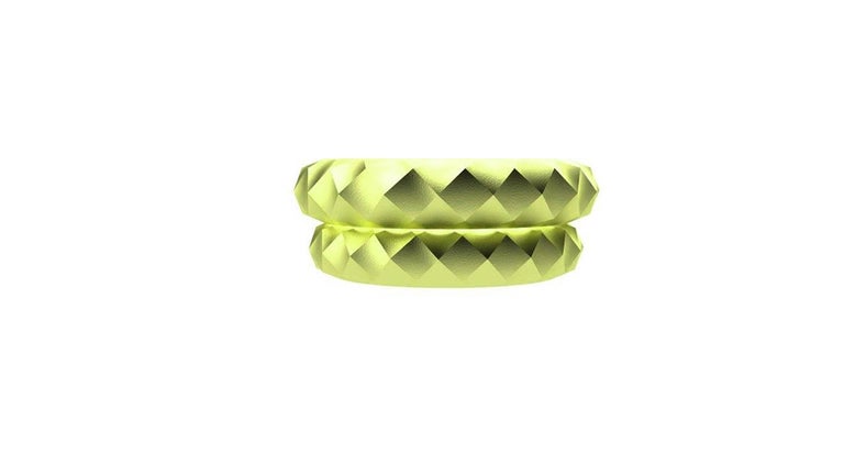 Customizable 18 Karat Green Rhombus Mens Wedding Ring For Sale at 1stDibs