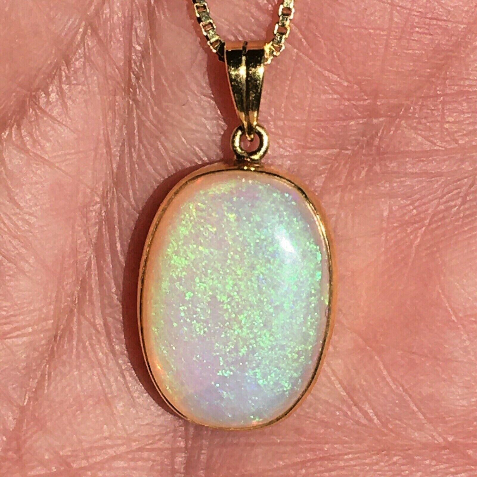 18 Karat Hallmarked Natural Australian Opal 14K Box Chain For Sale at ...