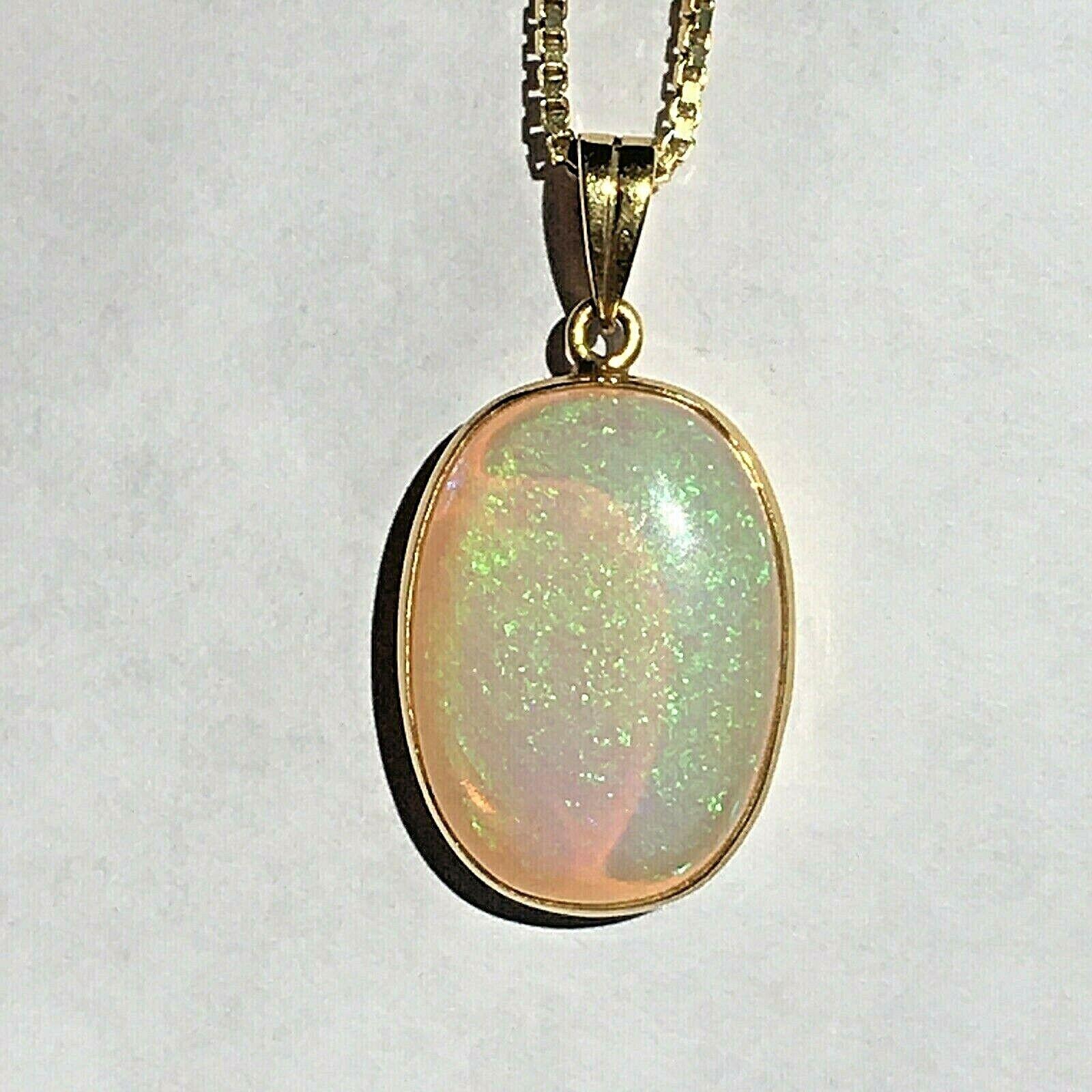 18 Karat Hallmarked Natural Australian Opal 14K Box Chain For Sale at ...
