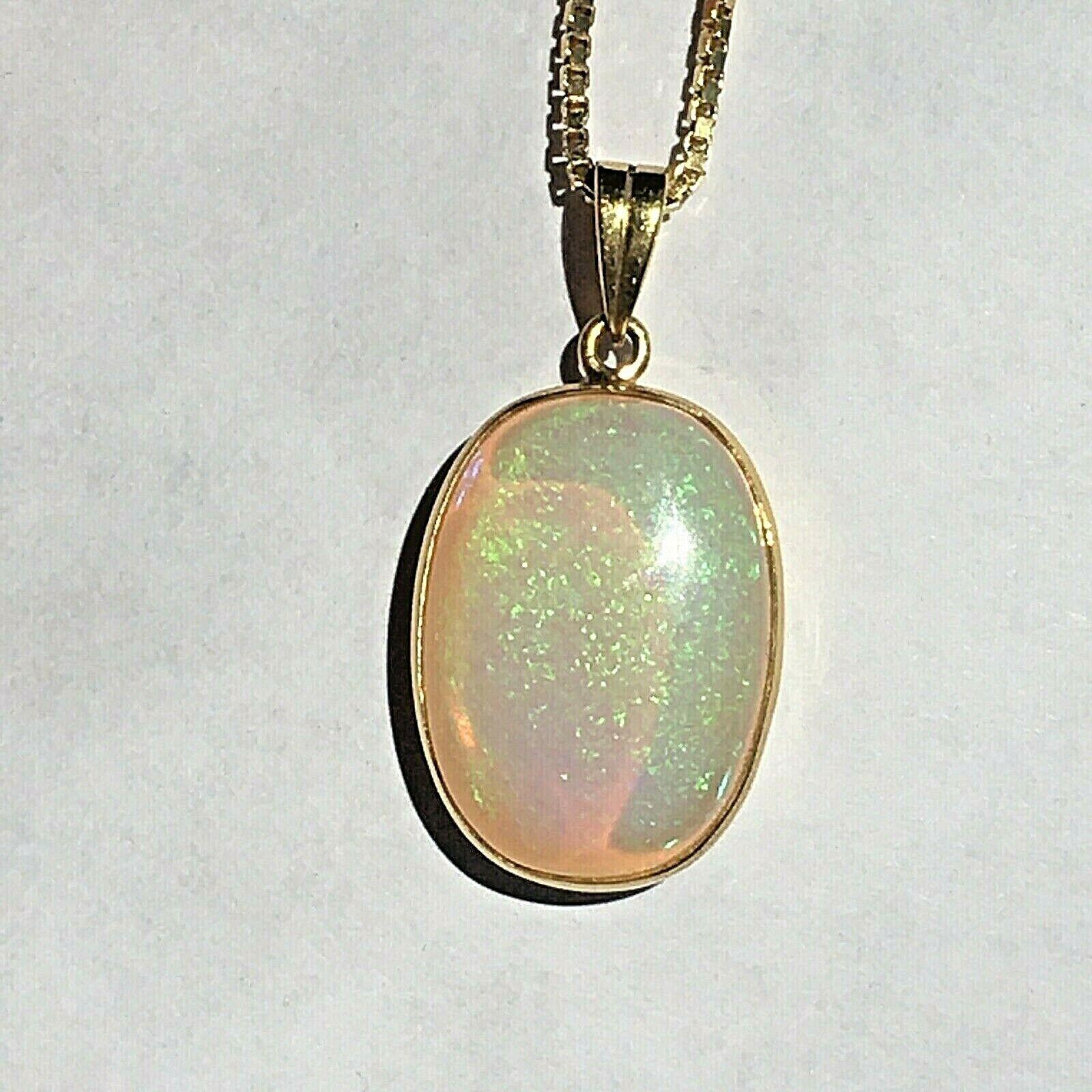 18 Karat Hallmarked Natural Australian Opal 14K Box Chain For Sale at ...