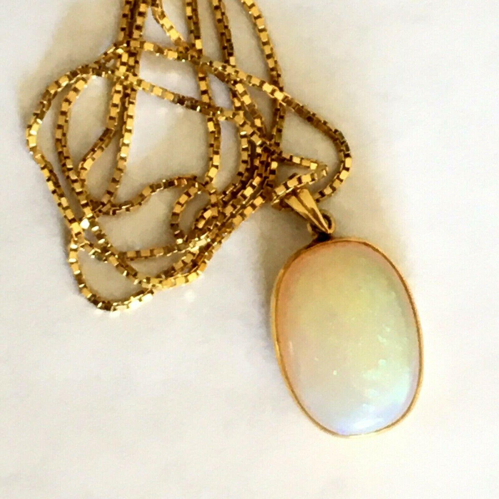 18 Karat Hallmarked Natural Australian Opal 14K Box Chain For Sale at ...